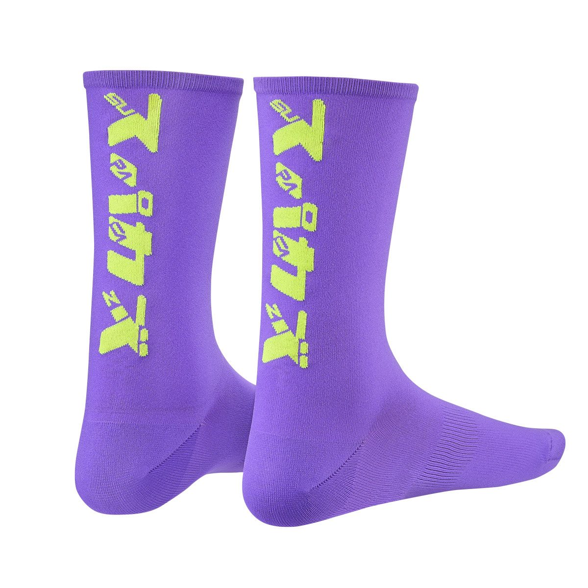 SUPACAZ SOCK KATAKANA NEON PURPLE NEON YELLOW SIZE L/XL | SPORT FOR LIFE